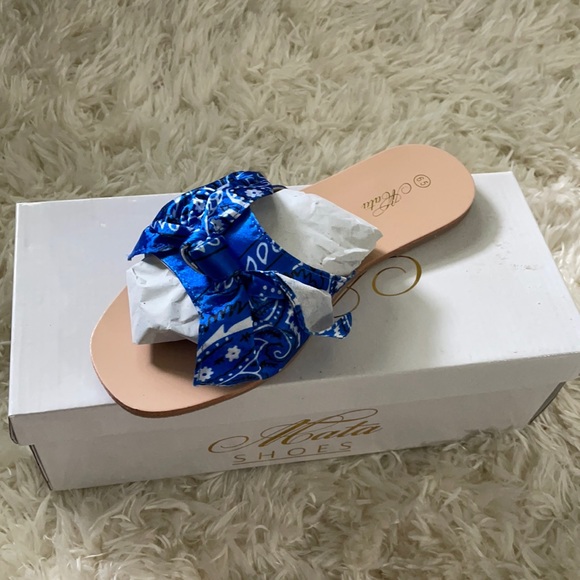 Mata Shoes | Shoes | Blue Bandana Print Open Toe Sandal | Poshmark